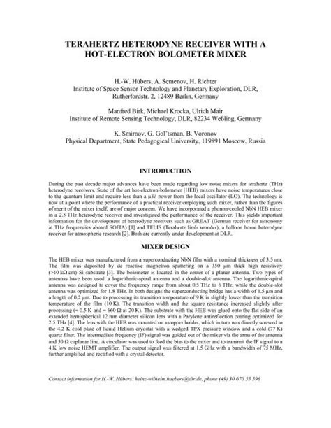 Terahertz Heterodyne Receiver With A Hot Electron Bolometer Sofia