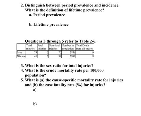Solved 2 Distinguish Between Period Prevalence And