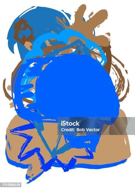 파란색과 갈색 그래피티 말풍선 추상적인 현대 메시징 표지판 거리 예술 장식 토론 아이콘은 도시 회화 스타일로 수행된다 0명에 대한 스톡 벡터 아트 및 기타 이미지 Istock