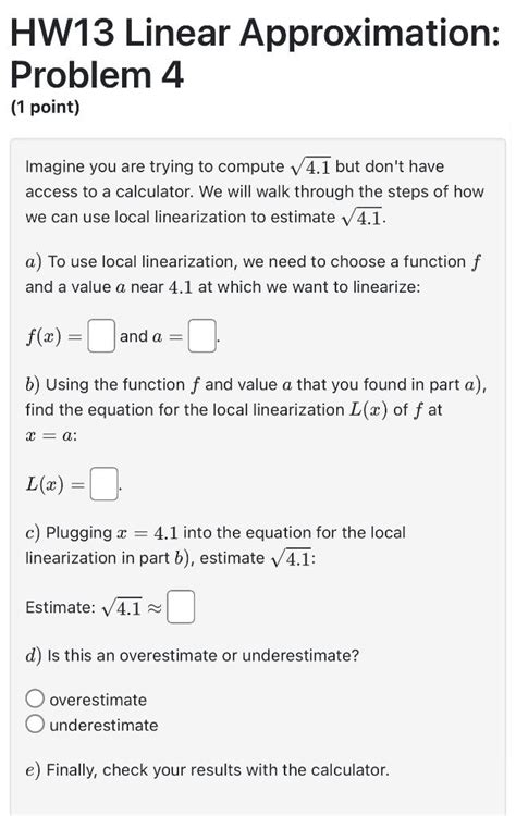 solved hw13 linear approximation problem 4 1 point