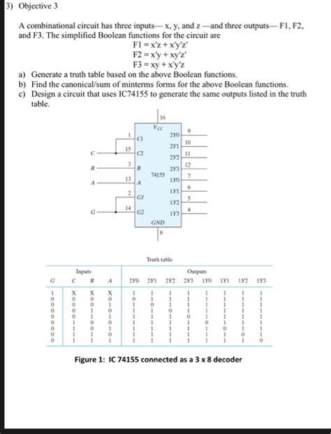 Solved 3 Objective 3 A Combinational Circuit Has Three