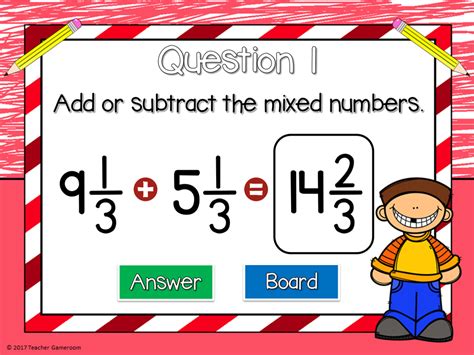 Add And Subtract Mixed Numbers Mini Game Teacher Gameroom