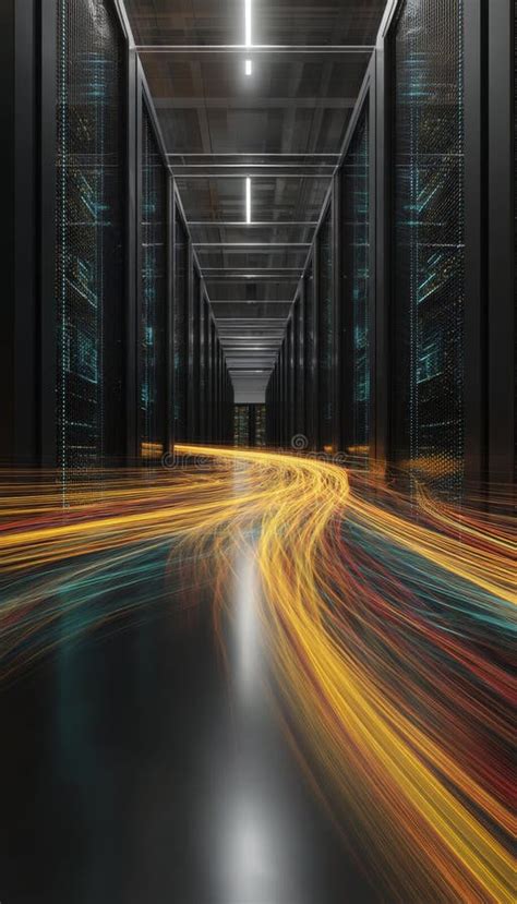 Dynamic Data Center Network Showcasing Seamless Server Connections And Vibrant Data Flow Visuals