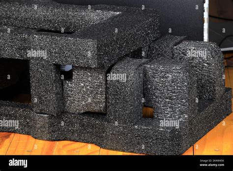 Close Up Polyethylene Foam Black Protective Sponge Expanded