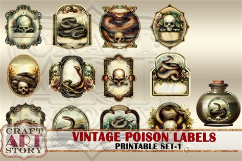 Vintage Poison Labels Blank Set 1apothecary Tags Label