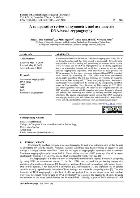 A Comparative Review On Symmetric And Asymmetric Dna Based Cryptography Pdf