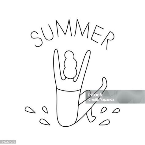 라인 아트 로고입니다 벡터 휴가 일러스트 레이 션 해변에서 여자 관광에 대한 스톡 벡터 아트 및 기타 이미지 관광 관광 리조트 날씬한 Istock