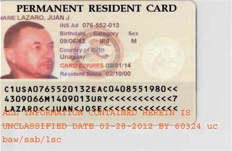 Fbi — Juan Lazaros Permanent Resident Card Photo 1