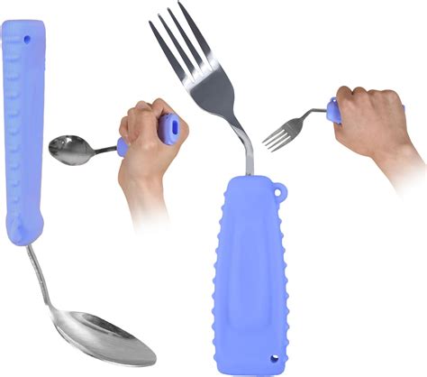 Ehucon Adaptive Utensilscurved Angled Spoon And Fork Set