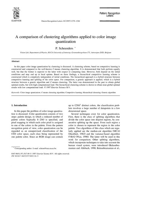 1997 Scheunders A Comparison Of Clustering Algorithms Applied To
