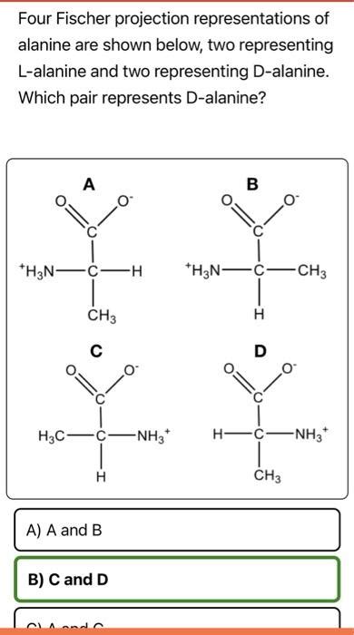 Solved Four Fischer Projection Representations Of Alanine