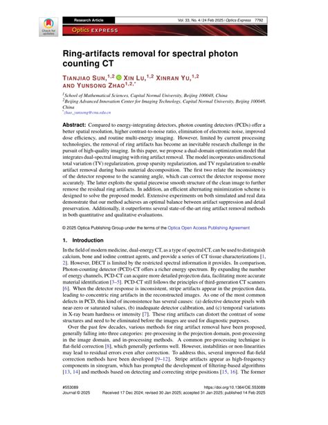 Pdf Ring Artifacts Removal For Spectral Photon Counting Ct