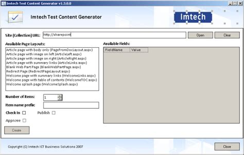 Imtech Test Content Generator V1300 Free Sharepoint 2007 Tool
