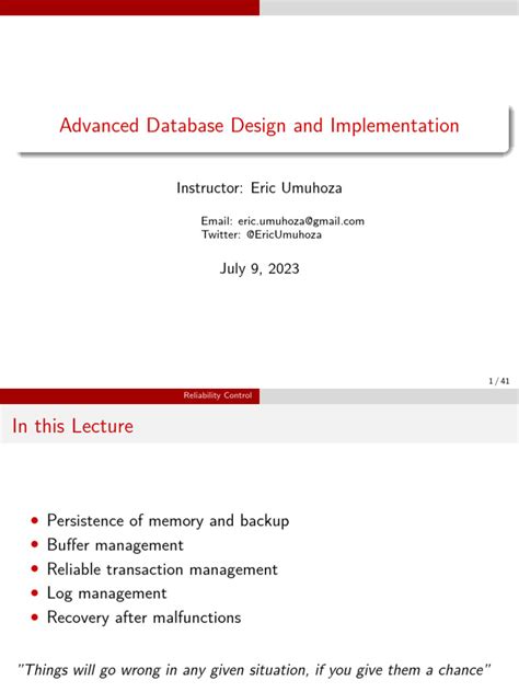 Lesson07 Reliability Pdf Database Transaction Databases