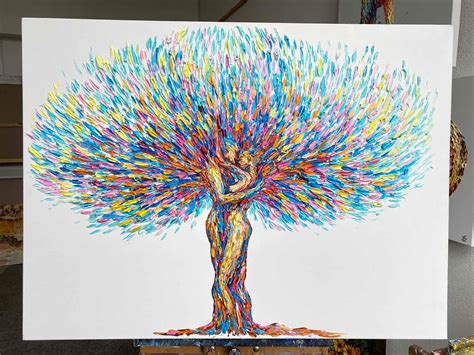 Abstract Tree Painting On Canvas Romantic Wall Art Couple In Etsy Canada