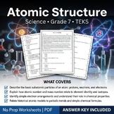 Grade 7 Science Worksheet On Atomic Structure Teks Aligned Tpt