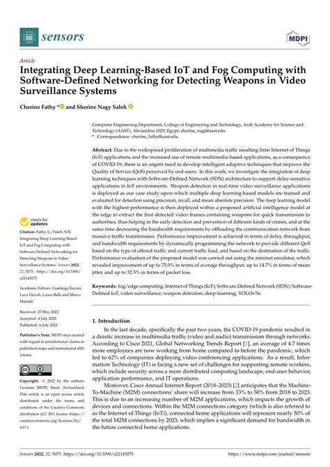 Pdf Integrating Deep Learning Based Iot And Fog Computing With Software Defined Networking For