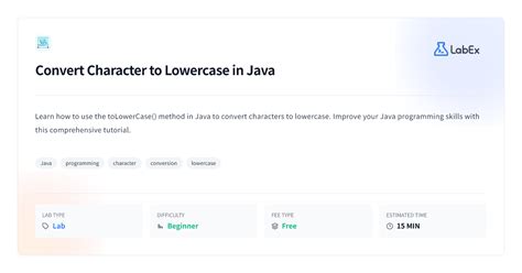 Java Programming Character Conversion Lowercase Labex