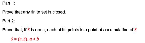 Solved Part 1 Prove That Any Finite Set Is Closed Part 2 Chegg Com