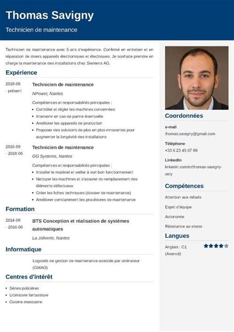 Exemple Cv Technicien De Maintenance Industrielle Ou Autre