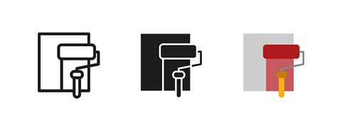 페인트 롤러 아이콘입니다 홈 리노베이션 벡터 일러스트 레이 션 벽화를 위한 장식 및 건설 도구 기호 인테리어 디자인 픽토그램 Diy 주택 개조 및 수리 개념 가정 생활에