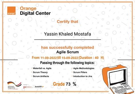 yassin mahgoub on linkedin just received the completion certificate of the agile training