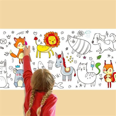 초대형 색칠 종이 롤 낙서 스크롤 색상 작성 종이 Diy 그림 그리기 장난감 어린이 교육 학습 및 교육