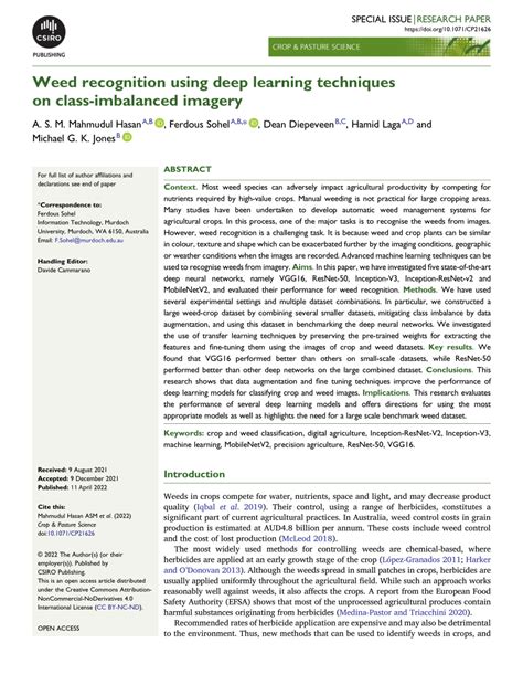 pdf weed recognition using deep learning techniques on class