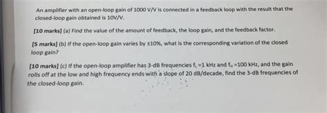solved an amplifier with an open loop gain of 1000 v v is