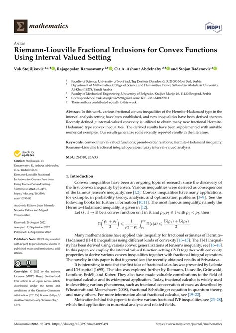 Pdf Riemann Liouville Fractional Inclusions For Convex Functions