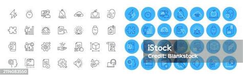Time Qr Code And Graph Chart Line Icons Pack For Web App Color Icon Buttons Vector Stock