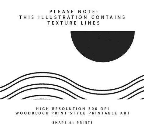 Geometric Ocean Waves Illustration Printable Mid Century Etsy