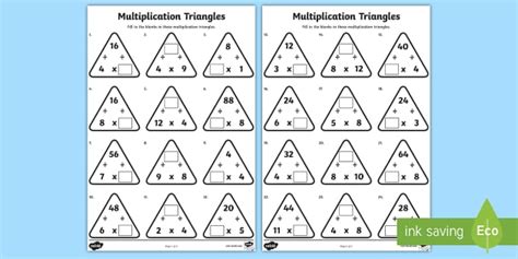 Multiplication Triangles 4 And 8 Times Tables Worksheet Worksheet