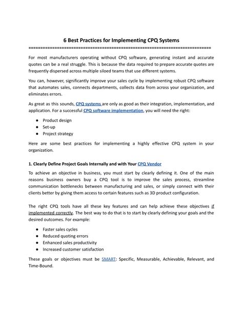Ppt 6 Best Practices For Implementing Cpq Systems Powerpoint
