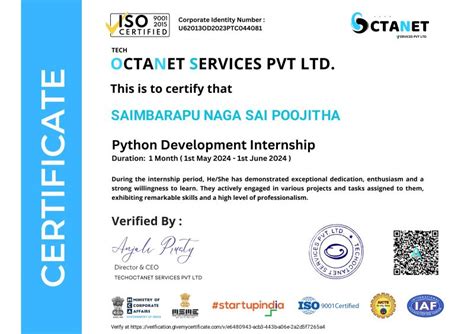 poojitha saimbarapu on linkedin pythondevelopment internship certificate achievement…