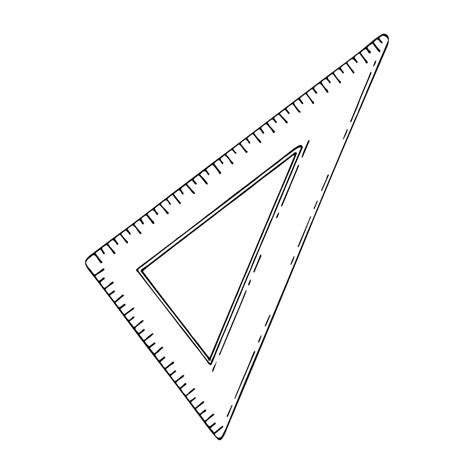 Premium Vector Ruler Triangle Line Art Measuring Instrument Angle Hand Drawn Vector Doodle