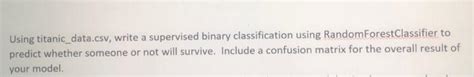 Solved Using Titanicdatacsv Write A Supervised Binary