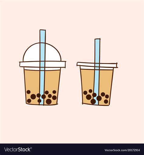 Milk Bubble Tea Doodle Drawing Royalty Free Vector Image