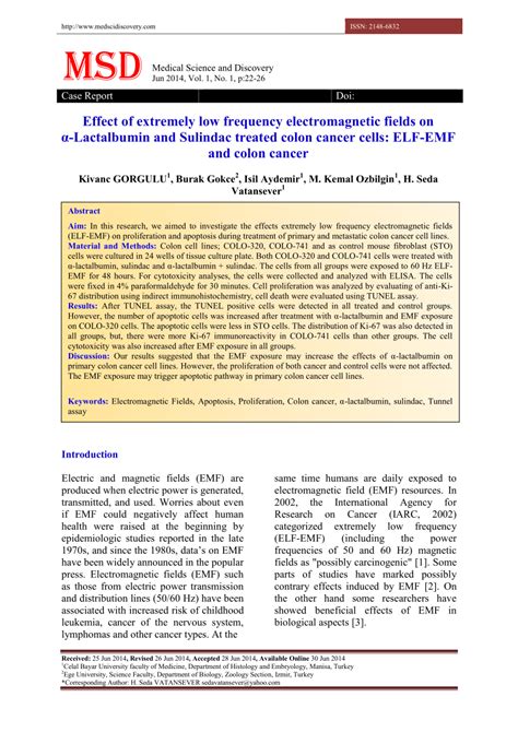 Pdf Effect Of Extremely Low Frequency Electromagnetic Fields On α Lactalbumin And Sulindac