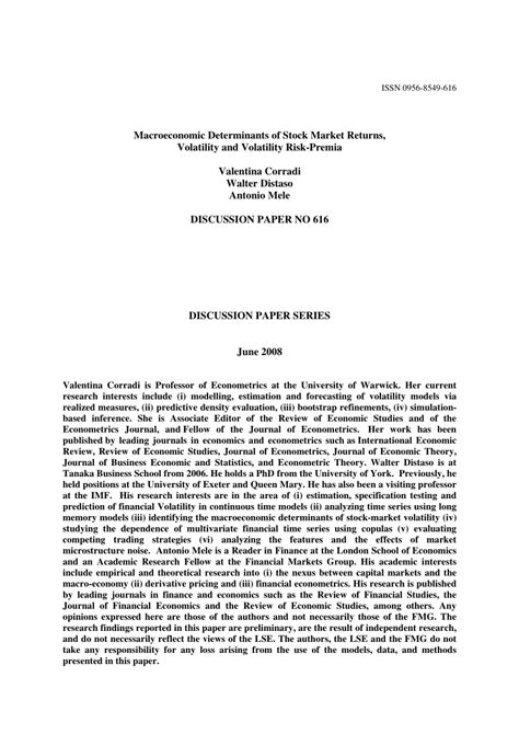 Pdf Macroeconomic Determinants Of Stock Market Returns Volatility
