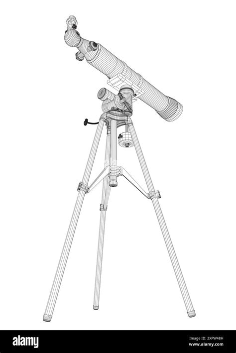 Wireframe Drawing Of Telescope Astronomy Tool Telescope In Simple