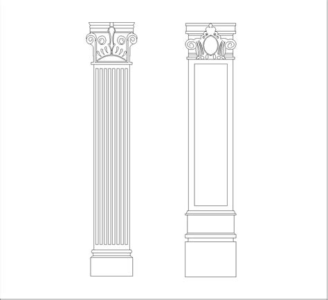 square based columns with composite capitals dwg cad block