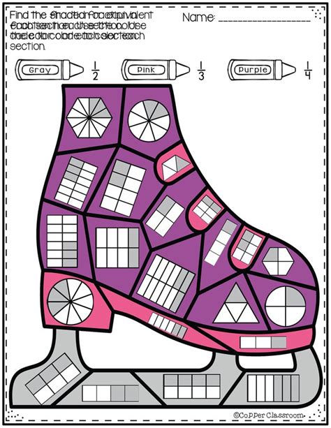 Winter Color By Code Fractions Equivalent Fractions Fractions Math