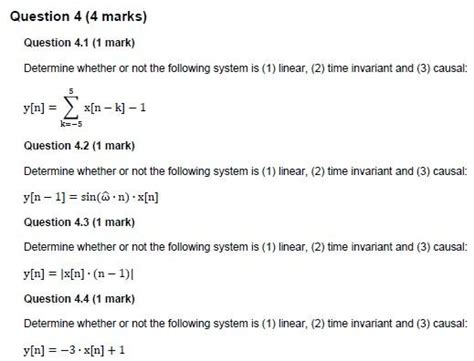 Solved Question 4 4 Marks Question 4 1 1 Mark Determine Chegg Com