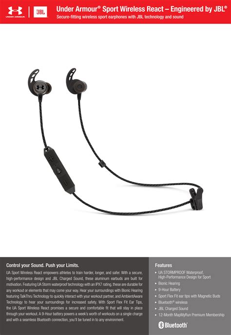 Jbl Ua Sport Wireless React Spec Sheet English
