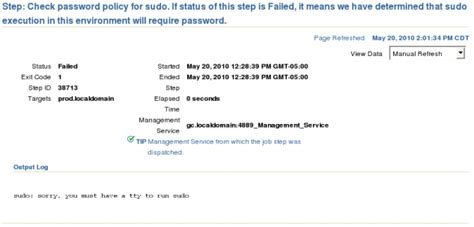 Check Password Policy For Sudo Fails When Attempting To Deploy A Deployment Procedure