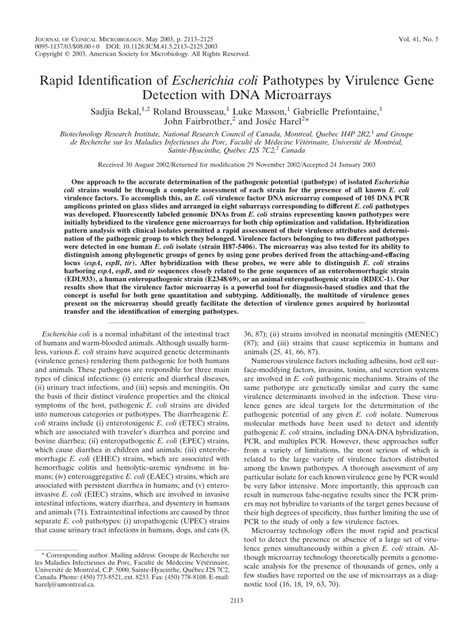 Pdf Rapid Identification Of Escherichia Coli Pathotypes By Virulence Gene Detection With Dna