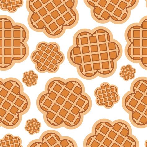 Waffles Seamless Pattern Flowers Shapes Belgian Desserts Print
