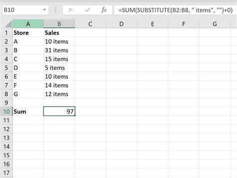 Excel How To Sum Cells With Text And Numbers Online Statistics