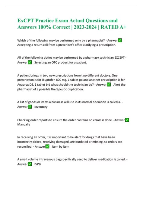 Excpt Bundled Exam Actual Questions And Answers 100 Correct Rated